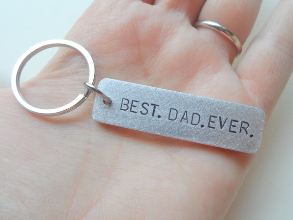 Best Dad Ever Engraved Aluminum Tag Keychain Fathers Keychain ...