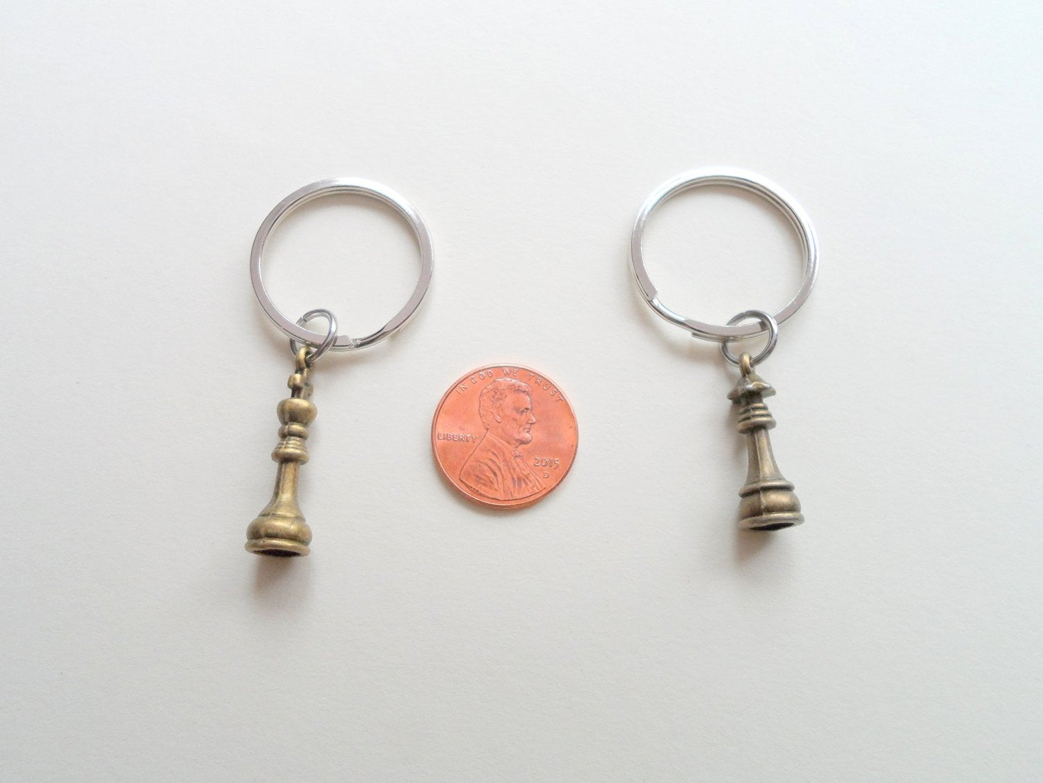 Bronze Chess Piece Charm Keychains, King and Queen Set - Couples Keych ...