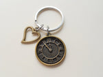 Bronze Clock Keychain With Heart Charm with Sweet Saying – JewelryEveryday