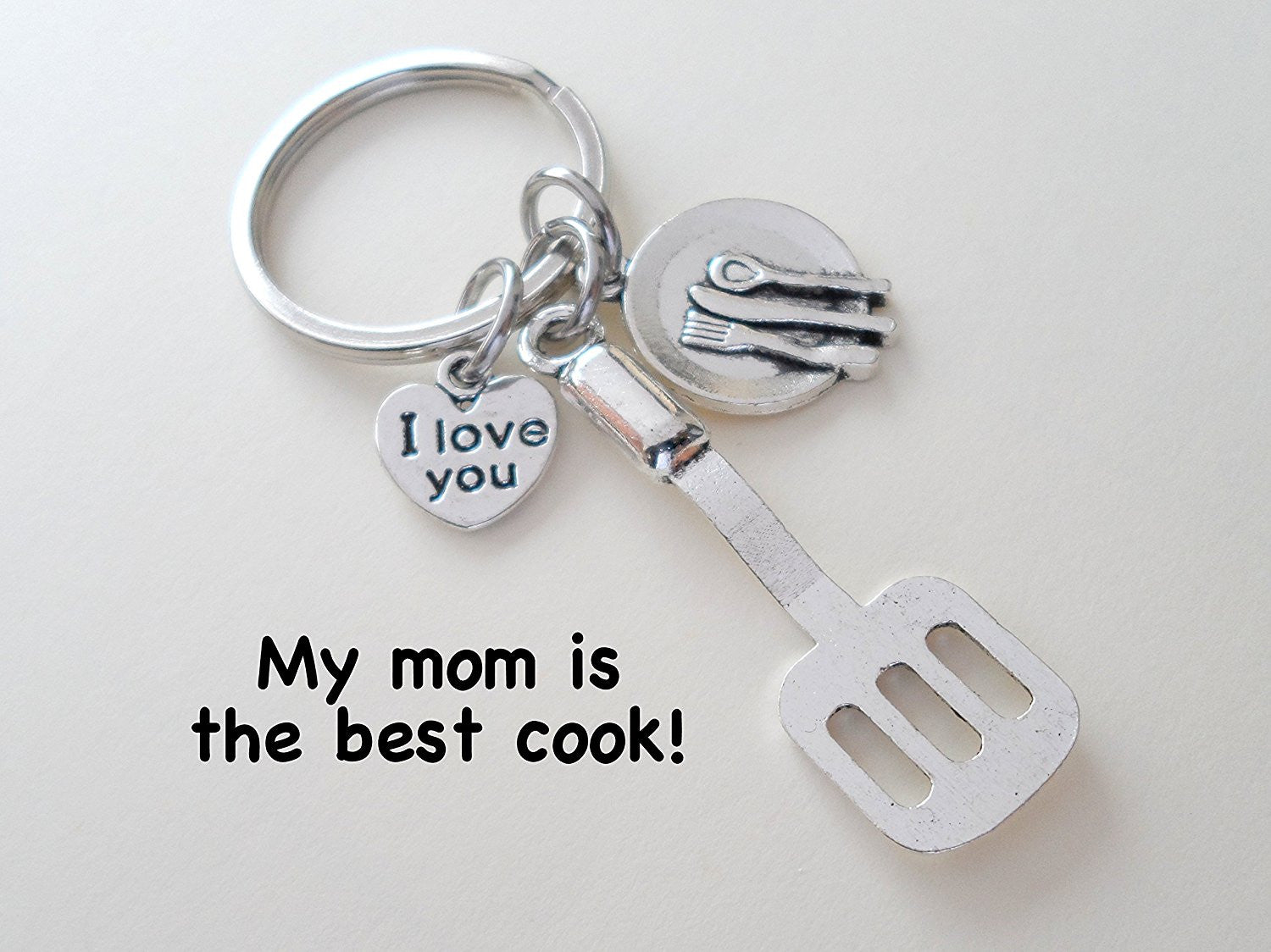 Cooking Keychain Gift, Cooking Utensil Charm - My Mom is the Best Cook ...