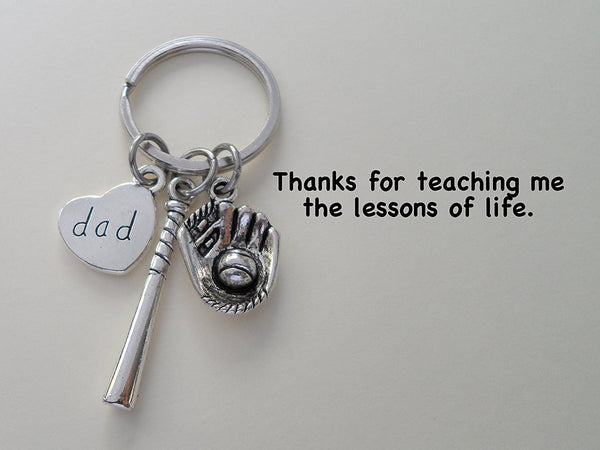 Dad Baseball Keychain, Baseball Glove & Baseball Bat charm; Father's G ...