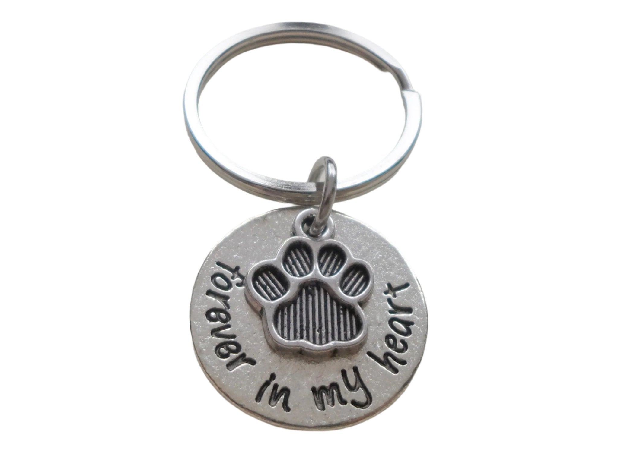 Dog Memorial Keychain - "Forever in my Heart" w/ Cute Paw Charm | JE ...