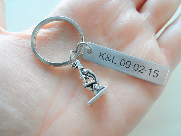 Custom Engraved Science Lab Keychain with Microscope Charm ...
