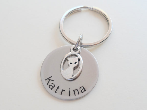 Personalized Cat Memorial Keychain Engraved with Name on Disc | JE ...
