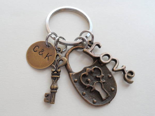 Bronze Key & Lock & Love Charm Keychain - You've Got the Key to My ...