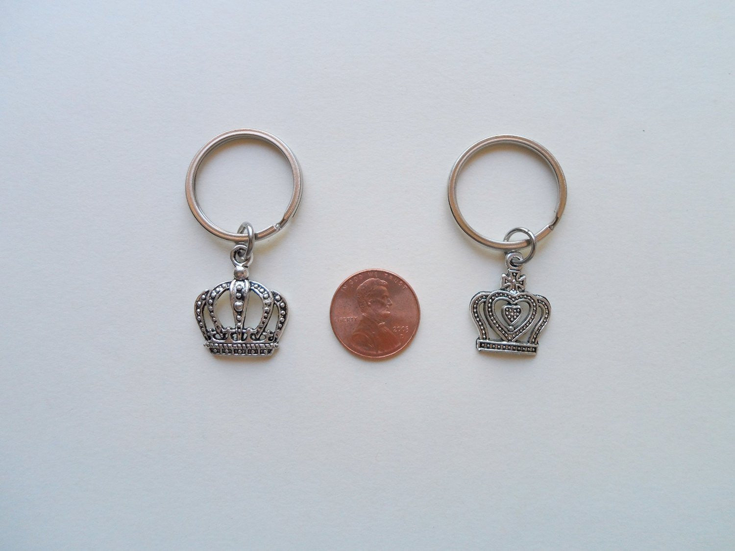 Silver Tone King and Queen Crown Keychain Set - King & Queen; Couples ...