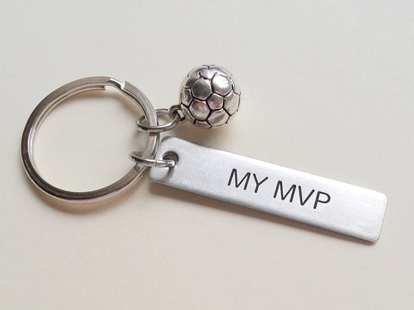 Soccer Ball Keychian Engraved with "My MVP", Soccer Keychain Gift ...