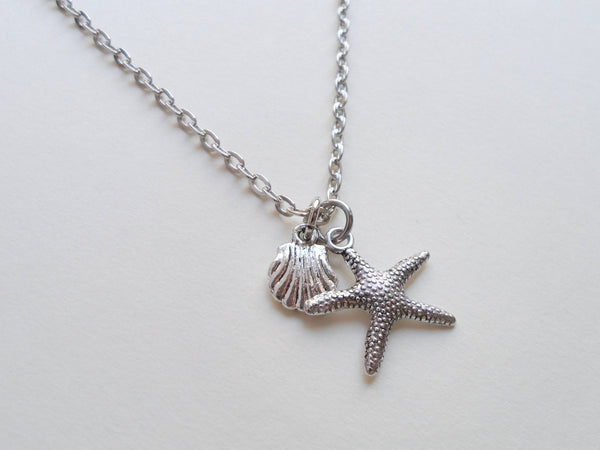 Starfish and Seashell Charm Necklace – JewelryEveryday