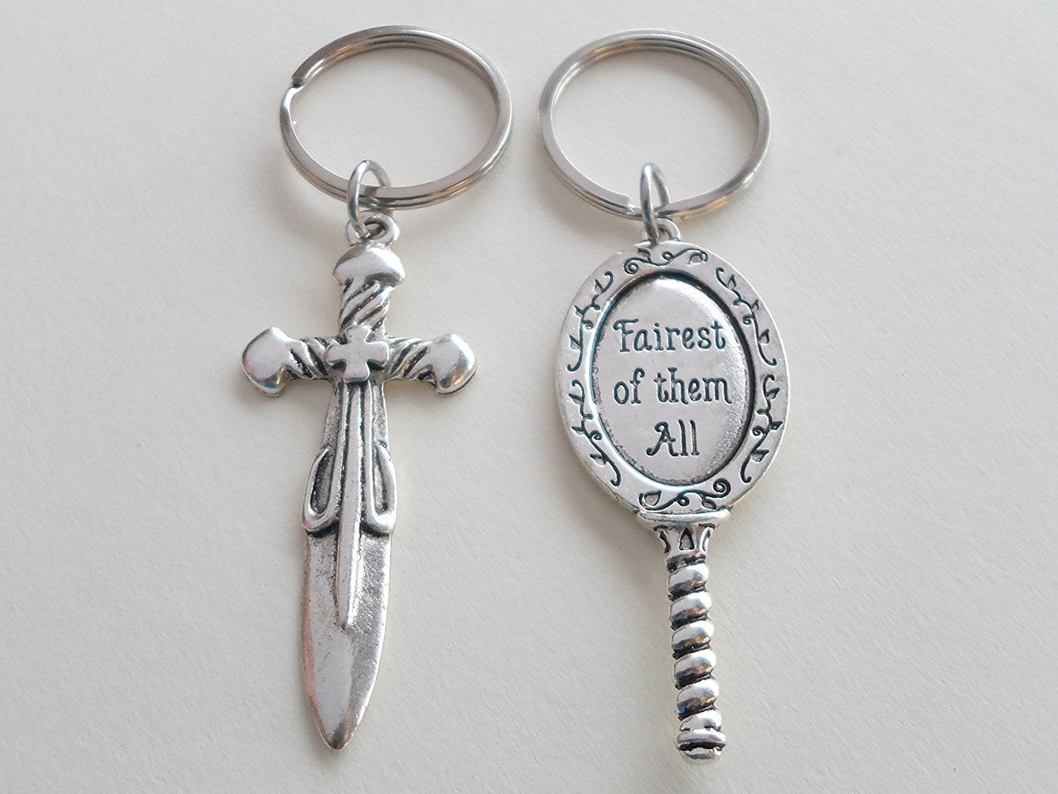 Sword and Mirror Charm Keychain Set - Our Fairytale; Couples Keychain ...