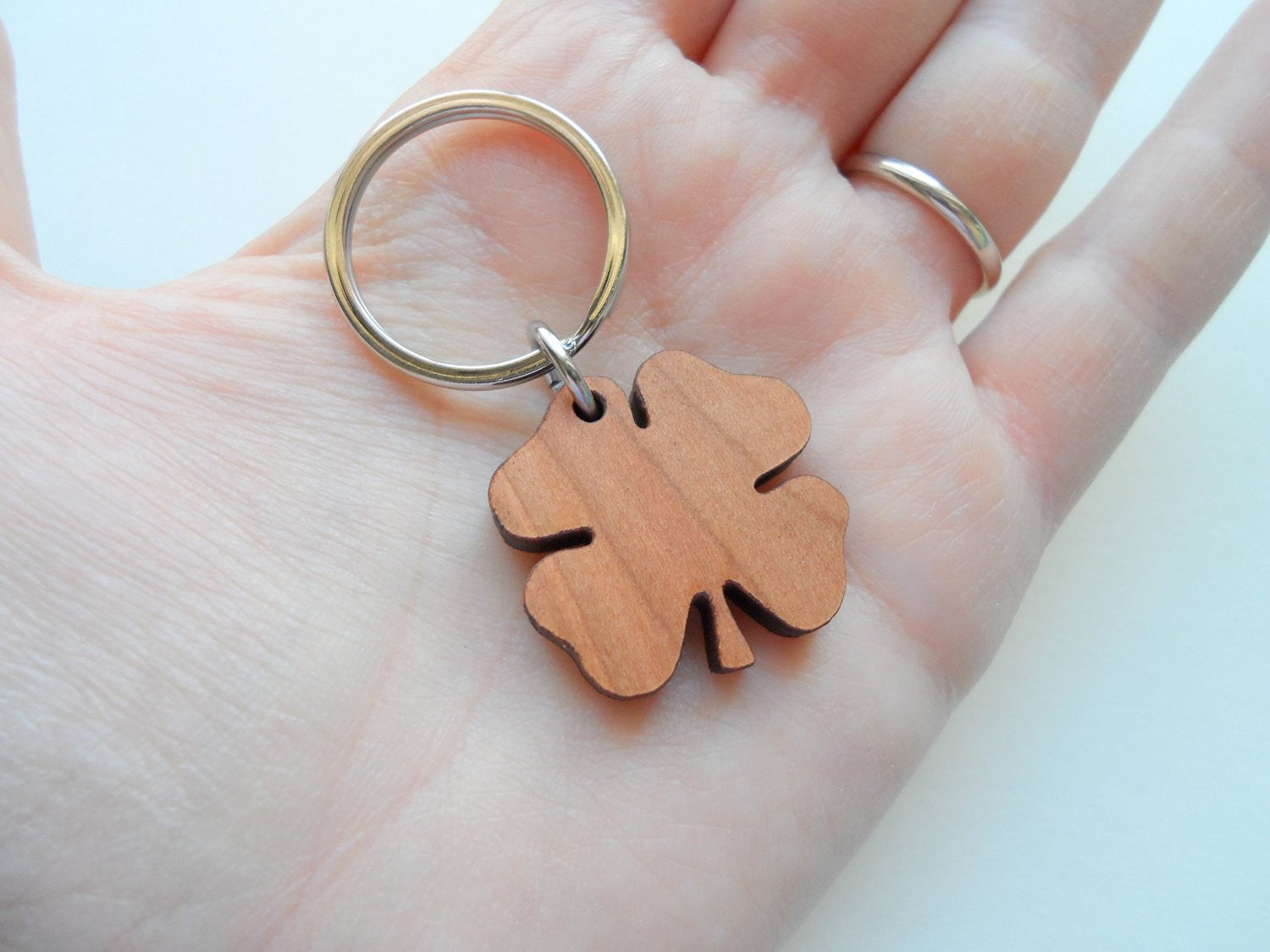 5 Year Anniversary Gift | Wood Clover Keychain Lucky to Have You by JE ...