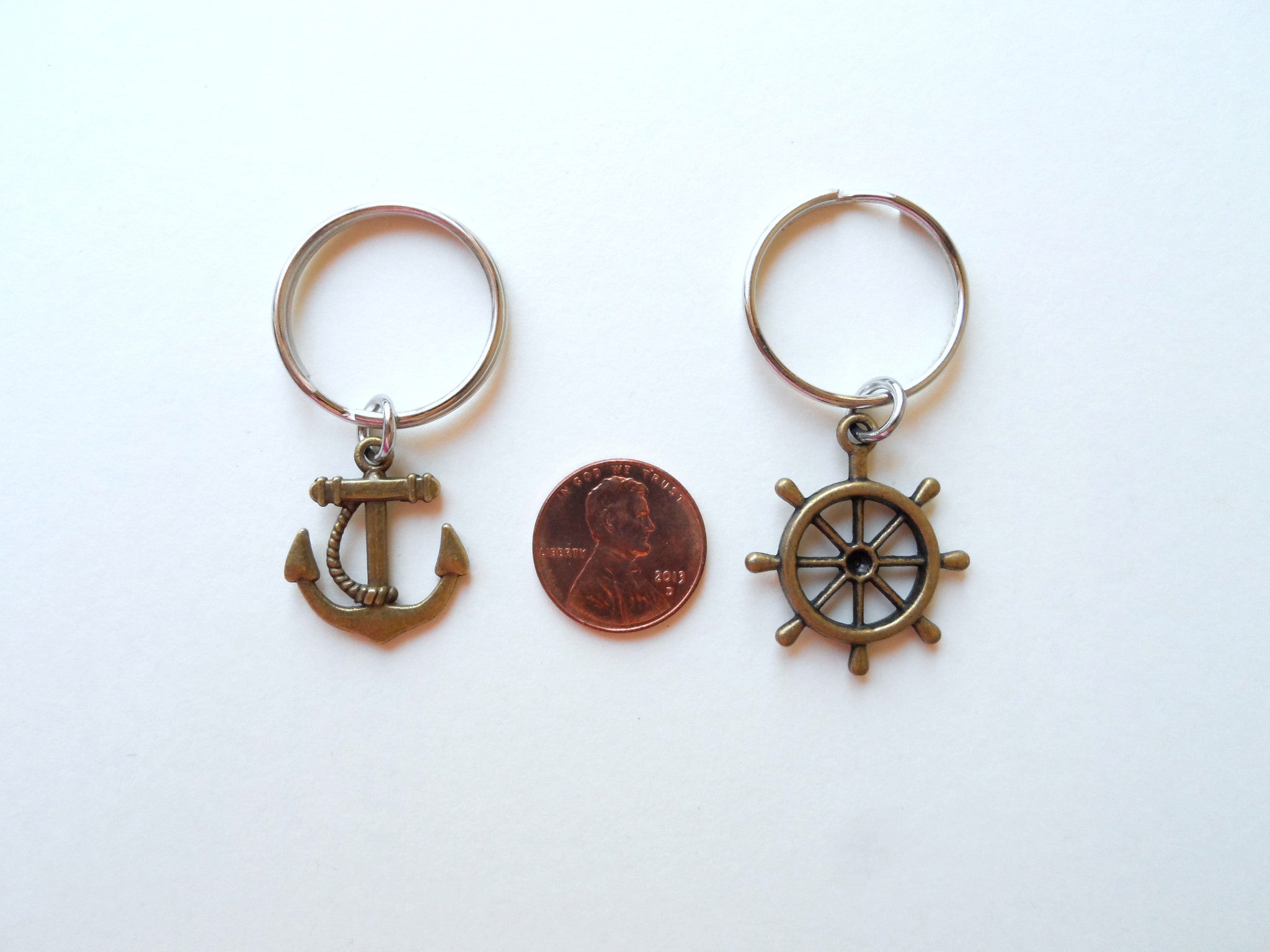 Bronze Ships Helm and Anchor Keychain Set – JewelryEveryday