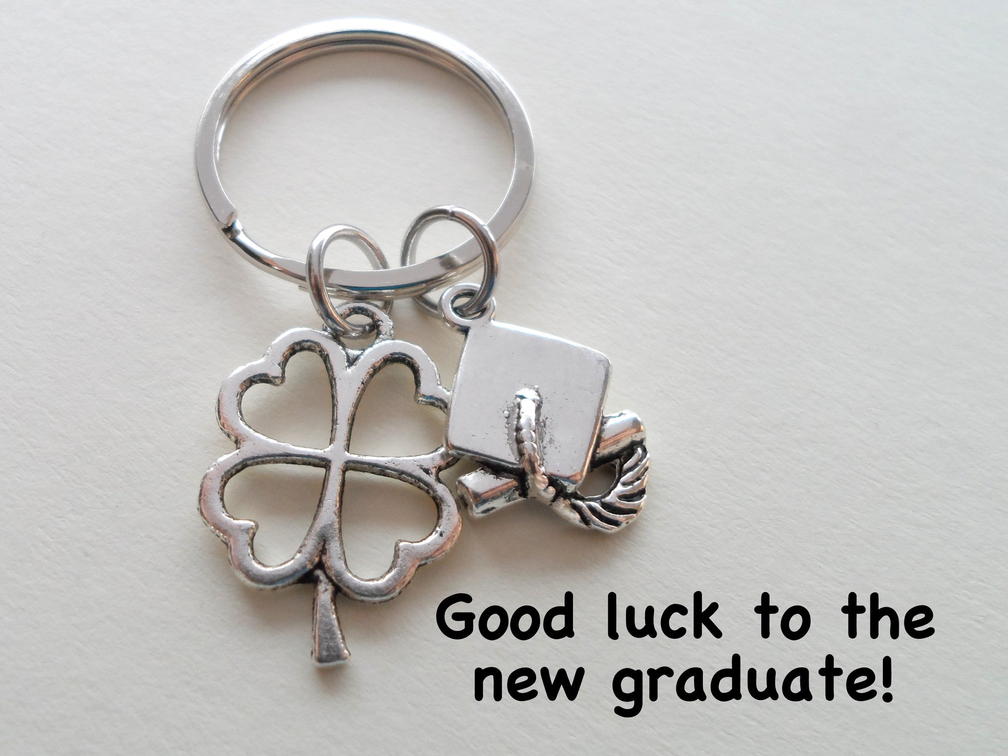 Clover Charm with Cap and Diploma Charm Graduation Keychain ...