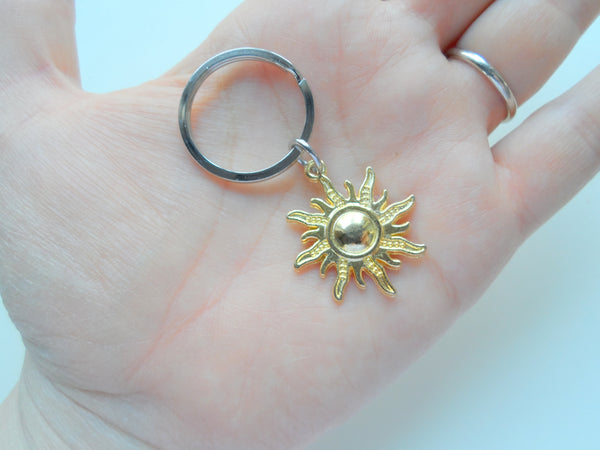 Golden Tone Sunshine Sun Keychain - You're The Light of My Life ...