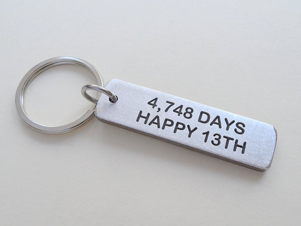 Aluminum Tag Keychain Stamped with "4,745 Days, Happy 13th ...